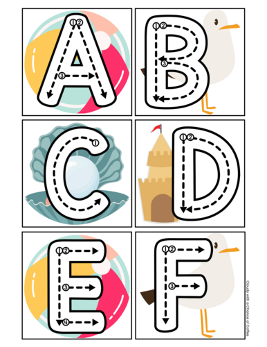 Beach Letter Tracing Cards A-Z with Upper and Lowercase | Teaching ...