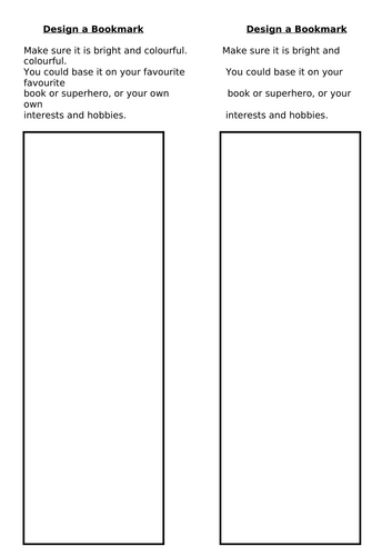 Design a bookmark template | Teaching Resources