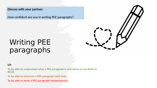Writing PEE Paragraphs (Topic 1) | Teaching Resources