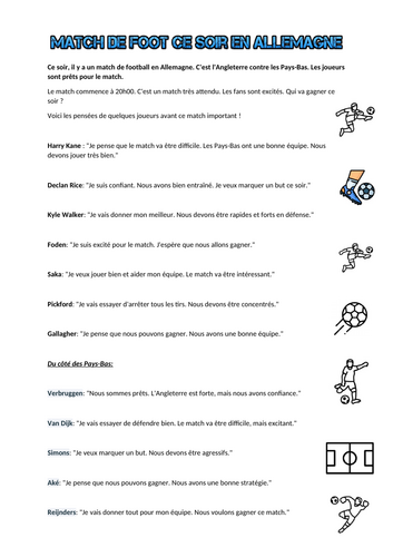 Euro football England reading text Euro 2024 | Teaching Resources