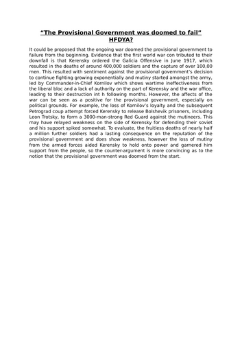 Weaknesses of Provisional Government | Teaching Resources