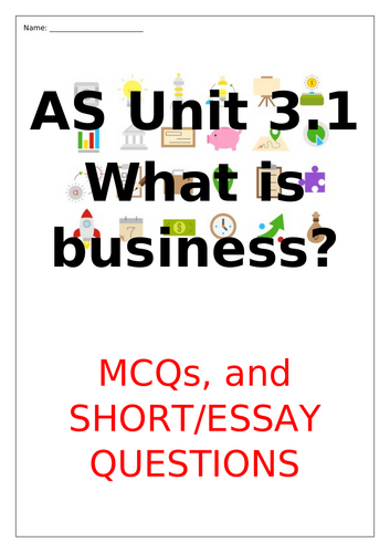 AQA Business Exam Practice, Topic Questions Units 3.1-3.10 (AS & A ...