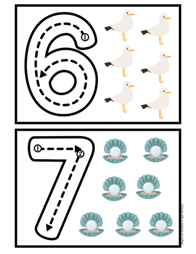Beach Number Tracing Cards 0-20 | Numbers Recognition | Counting ...
