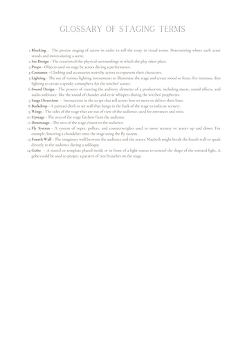 Macbeth Staging | Teaching Resources