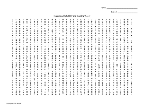 Sequences, Probability, Counting Theory Word Search for a Pre. Calculus ...