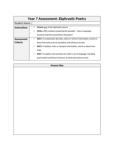 Full resources for ‘Key Stage 3: Poetry - Ekphrastic’ | Teaching Resources