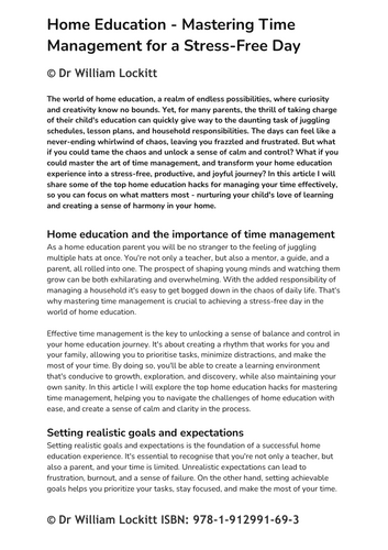Home Education - Mastering Time Management for a Stress-Free Day ...