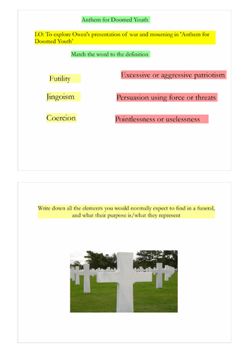 Wilfred Owen Anthem for Doomed Youth | Teaching Resources