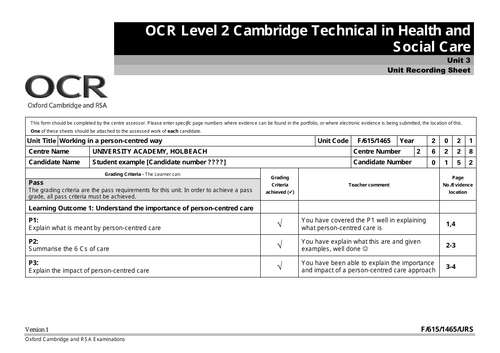 CTEC Level 2 Health & Social Care Unit 3 Person-centred resources 2024 ...