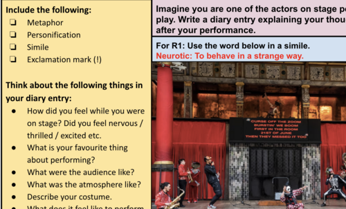 Romeo and Juliet Globe Theatre / Writing Lesson - Diary Entry ...