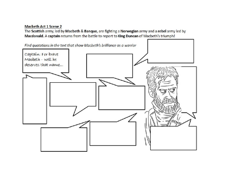Macbeth Act 1, Scene 2 - Macbeth on the Battlefield WITH ANSWERS ...