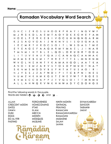 Ramadan Vocabulary Word Search | Teaching Resources