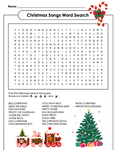 Christmas Songs Word Search | Teaching Resources