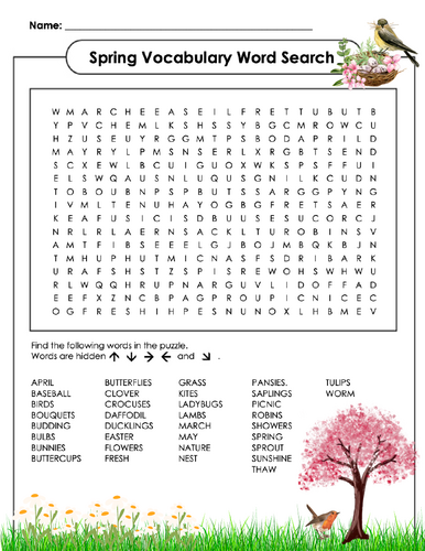 Spring Vocabulary Word Search | Teaching Resources