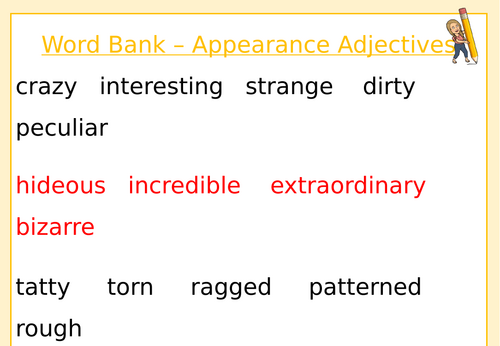 Editable Word Bank and WAGOLL for a Character Description | Teaching ...