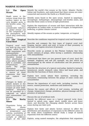 Examples of Marine Ecosystems, IAL Marine Science, Cambridge CIE 9693 ...