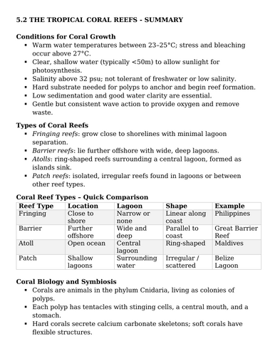 Examples of Marine Ecosystems, IAL Marine Science, Cambridge CIE 9693 ...