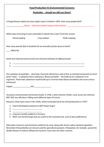 Pesticides - Agriculture - Environmental Management (iGCSE) | Teaching ...