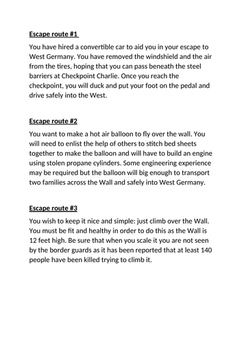 'Escape from East Berlin' KS3 Escape Room | Teaching Resources