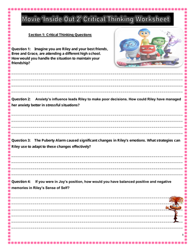 Worksheet Collection Movie best Inside Out