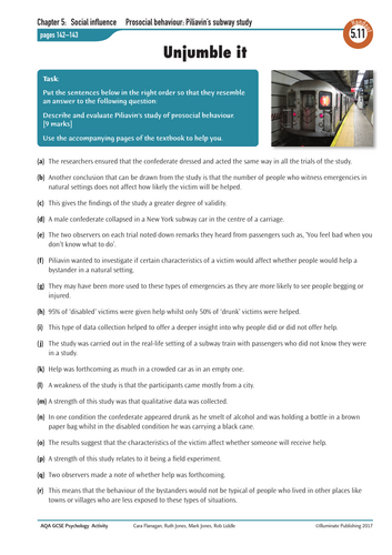 Pro-social behaviour: Piliavin's subway study - SOCIAL INFLUENCE ...