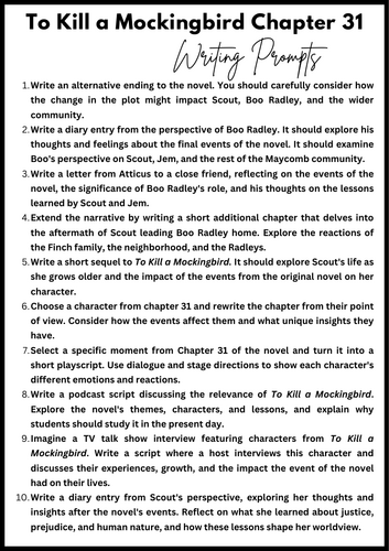 To Kill a Mockingbird Chapter 31 Post-Reading Creative Writing Prompts ...