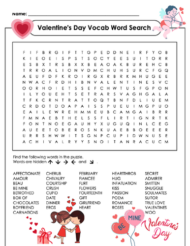 Valentine's Day Vocabulary Word Search | Teaching Resources
