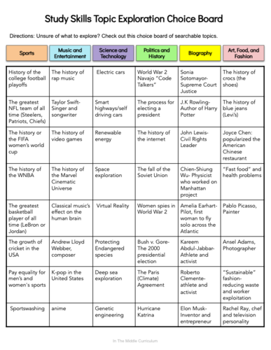 Study Skills-Middle School-Nine Week Curriculum | Teaching Resources