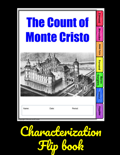 The Count of Monte Cristo Characterization Flip book | Teaching Resources