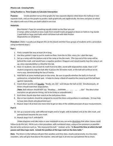 Physics Learn about time graphs lab High School Science | Teaching ...