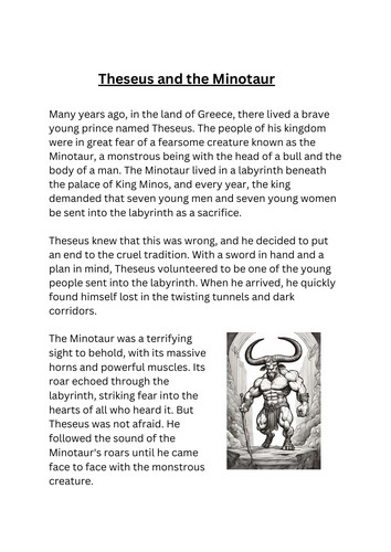 Theseus and the Minotaur Reading Comprehension | Teaching Resources