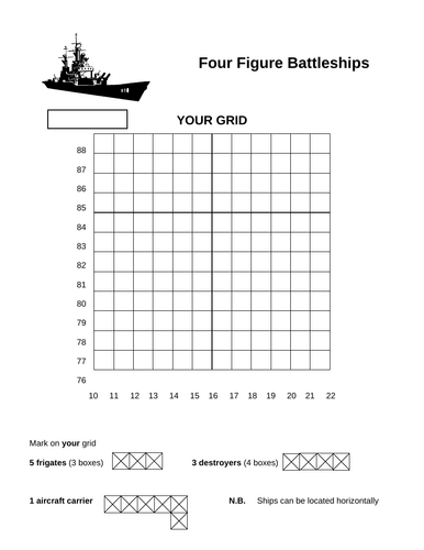 Map skills - 4 figure grid references including battleships game ...