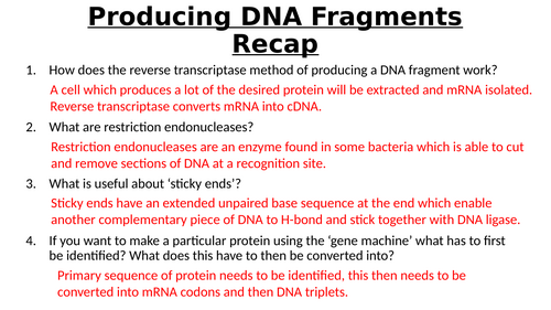 A-Level AQA Biology - Recombinant DNA Technology Bundle | Teaching ...