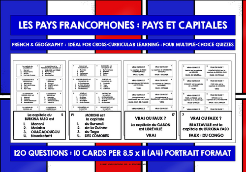 FRENCH-SPEAKING COUNTRIES & CAPITALS QUIZZES | Teaching Resources