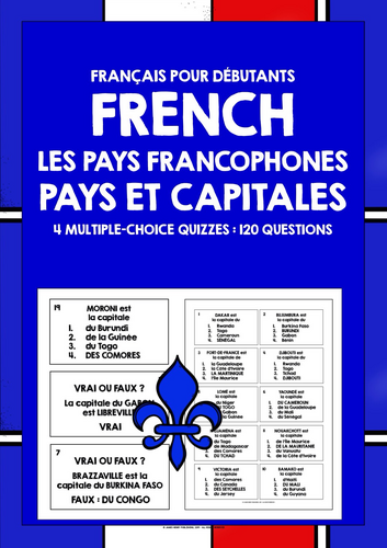 FRENCH-SPEAKING COUNTRIES & CAPITALS QUIZZES | Teaching Resources
