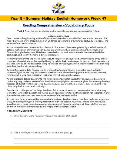 Year 5 English Revision Booklet 1 | Teaching Resources