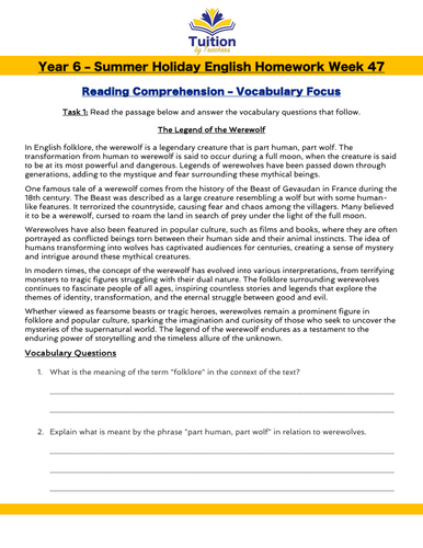Year 6 English Revision Booklet 1 | Teaching Resources
