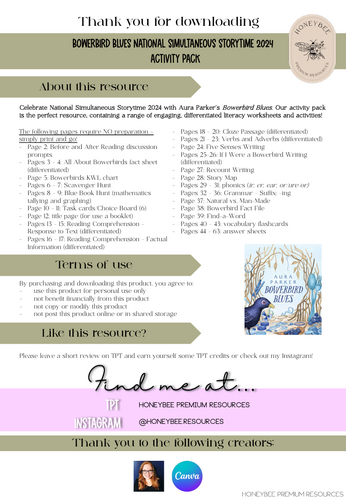 Bowerbird Blues | BOOK WEEK 2024 & NSS 2024 | Activity Pack | Teaching ...