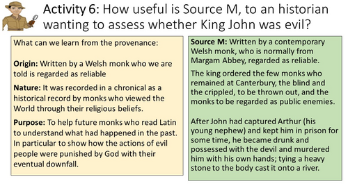 Source Analysis: King John's Personality and Character | Teaching Resources
