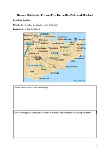 AQA GCSE Geography Human Geography Enquiry Fieldwork Booklet and ...