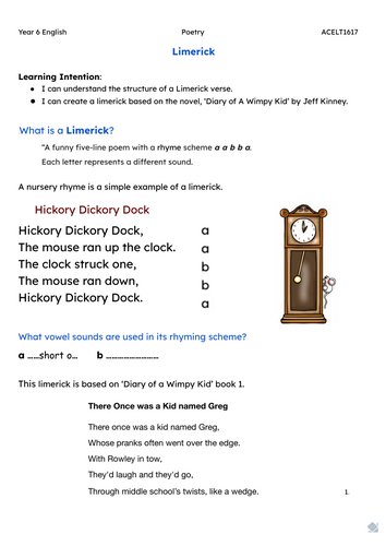 Year 6 Poetry | Limerick | Teaching Resources