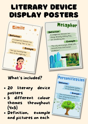 Literary Device Figurative Language English Display Posters - Back to ...