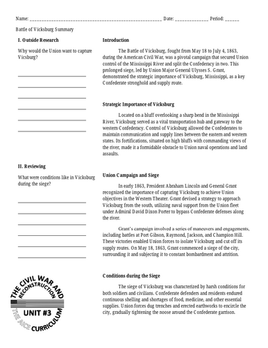 Battle of Vicksburg Summary | Teaching Resources