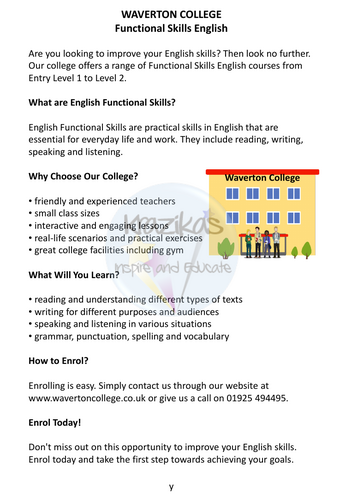 English Functional Skills - Level 1 - Writing Workbook | Teaching Resources