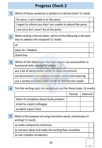 English Functional Skills - Level 1 - Writing Workbook | Teaching Resources
