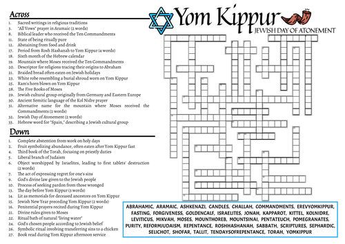 Yom Kippur Reading Activites | Teaching Resources