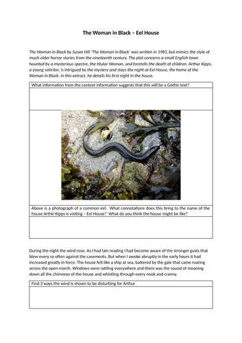 GCSE Practice Woman in Black Eel House KS3 / KS4 AQA Edexcel Language ...