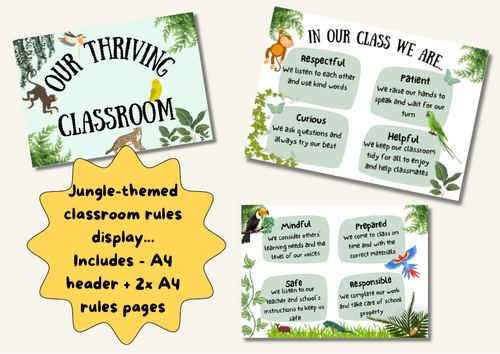 Classroom Rules Display Jungle Theme - Back to School, Start of Year ...