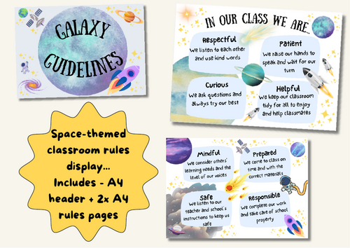 Classroom Rules Display Space Theme - Back to School, Start of Year ...