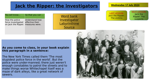 Jack the Ripper: The investigators | Teaching Resources